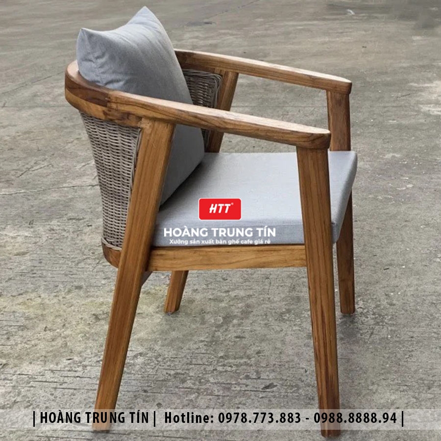 Ghế cafe gỗ nệm cao cấp HTT14