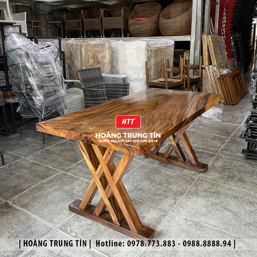 Bàn cafe bàn ăn mặt gỗ me tây HTT19