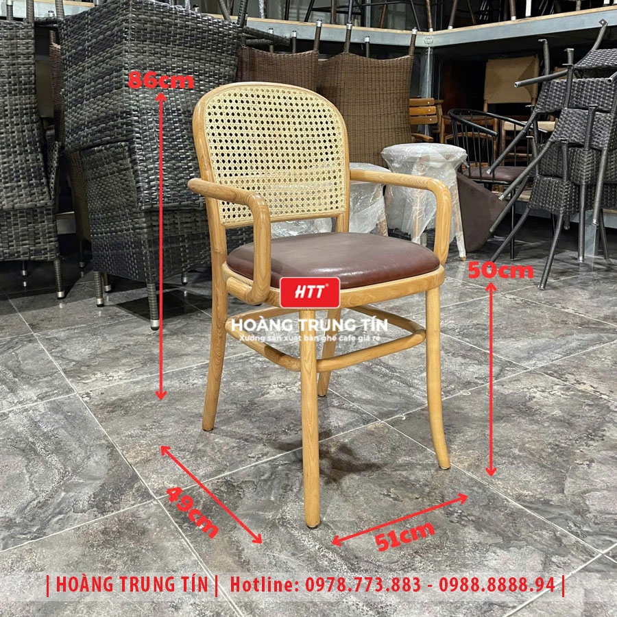 Ghế cafe gỗ nệm cao cấp HTT45